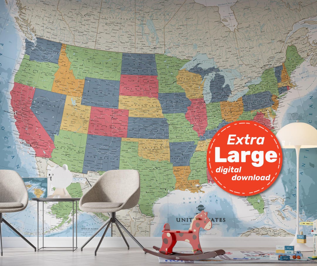 United States Detailed Political Map. Large Printable USA Poster With ...