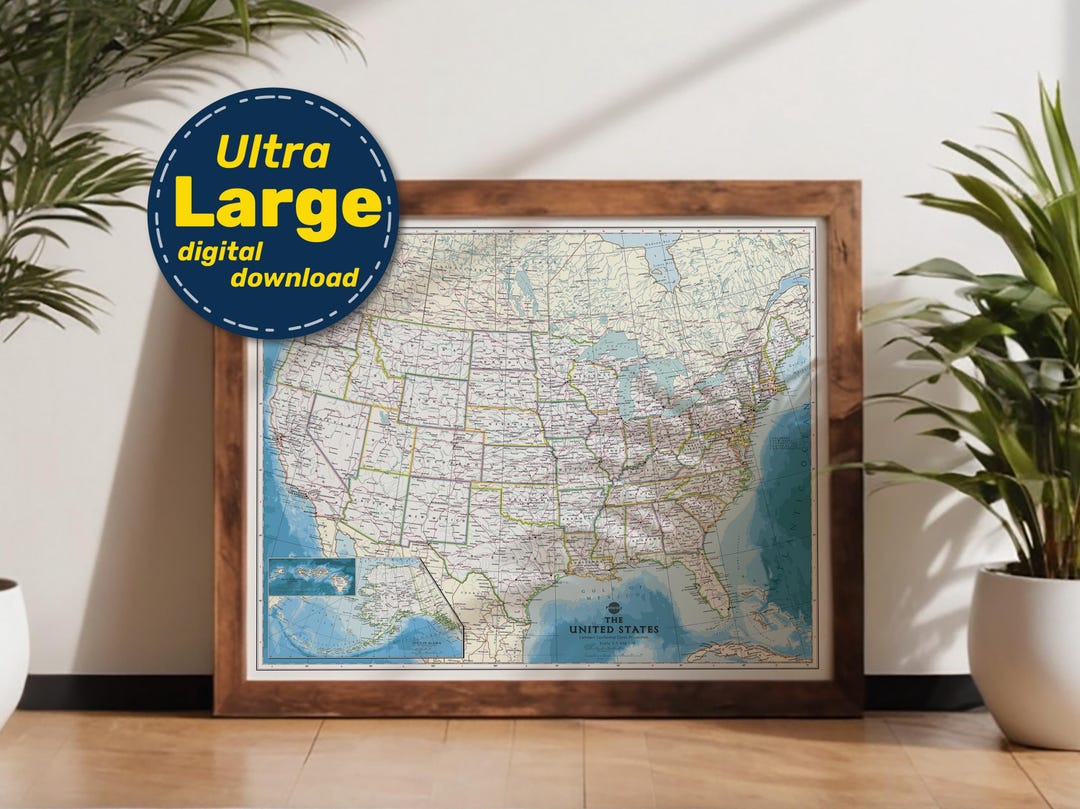 United States Political Map Print. High-resolution PRINTABLE USA Map ...