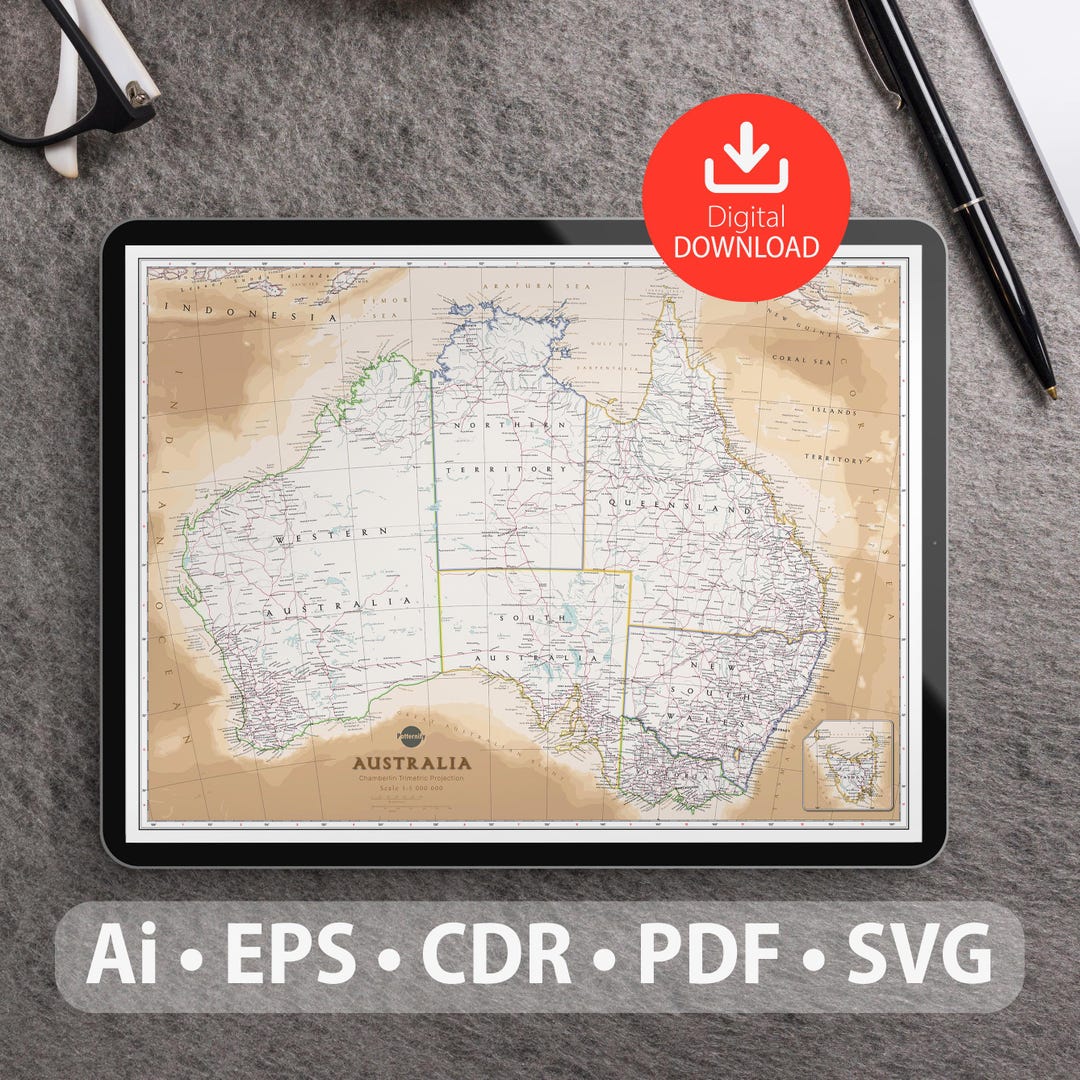 Australia Vector Map. Svg, Ai, Eps, Cdr and Pdf Files Included ...