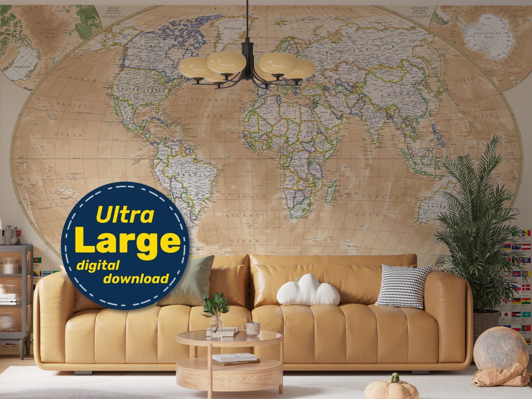 The World Political Map Print With All Flags. Detailed PRINTABLE World ...