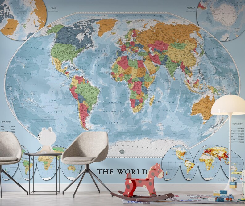 World Map Poster With Countries. Detailed PRINTABLE Political Map of ...