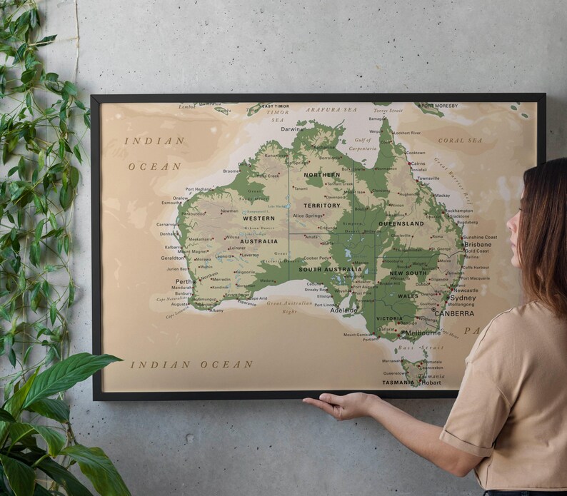 Detailed Physical Map of Australia. Vector Australia Map. Educational ...