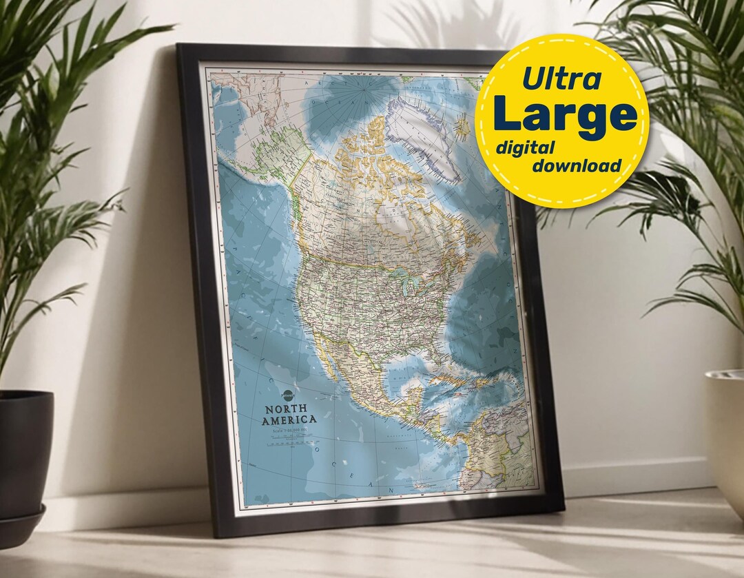 North America Political Map Print. High-resolution PRINTABLE North ...