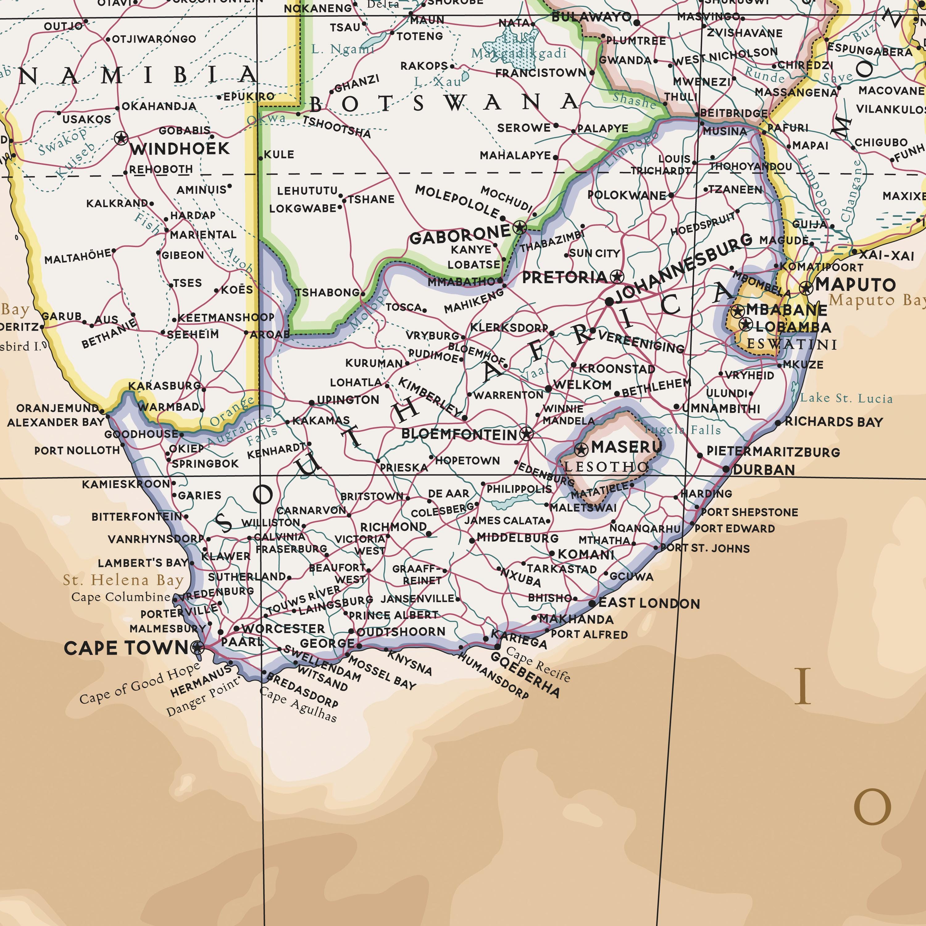 Political Map of Africa. Africa Wall Map Poster Giclee Print. Classic ...