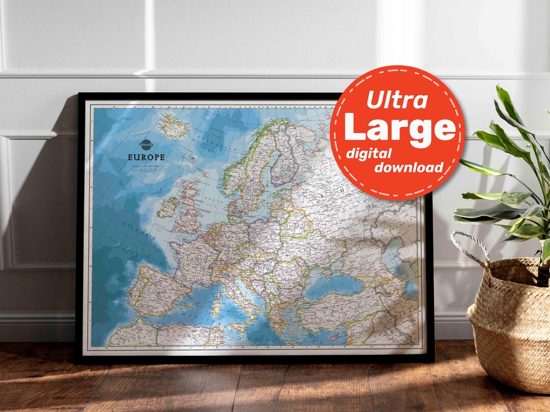 Europe Political Map Print. High-resolution PRINTABLE Europe Map. EU ...