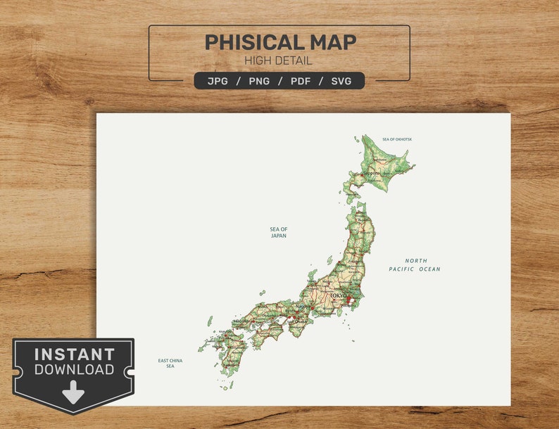 Japan Map Bundle. Printable Japanese Map Set. Political, Physical ...