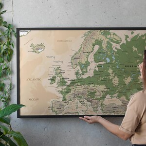 Detailed Europe Terrain Map. Digital Europe Map With, Countries, Cities ...
