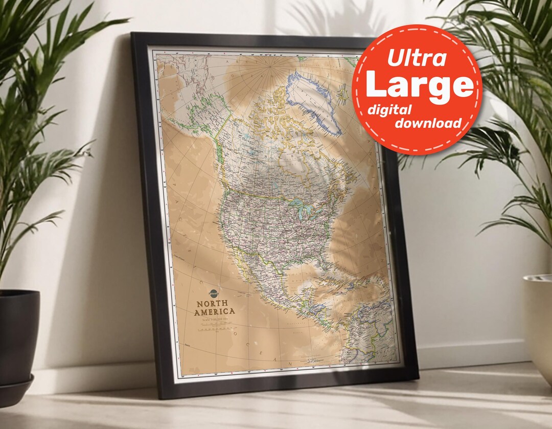North America Political Map Print. High-resolution PRINTABLE North ...