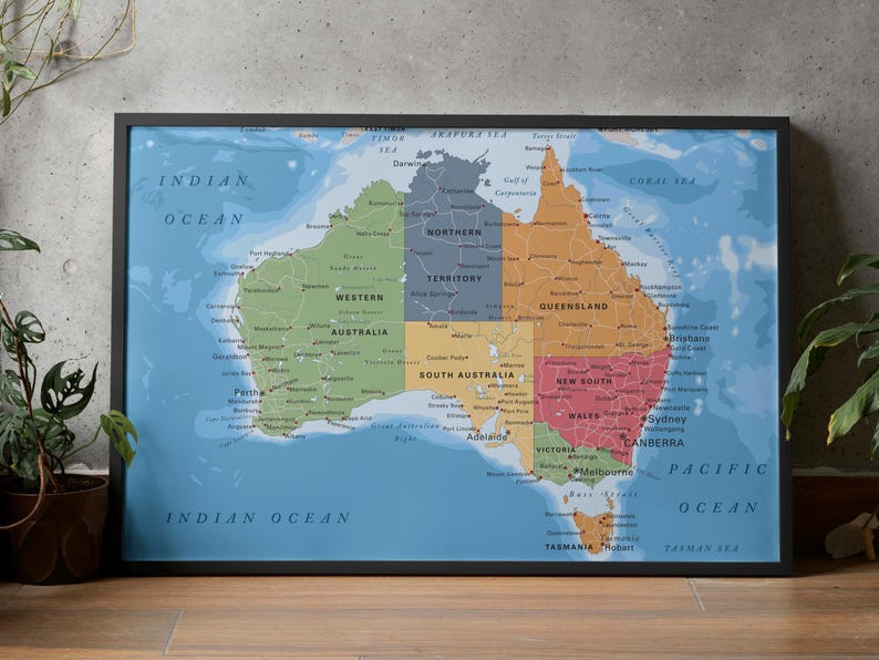 Political Map of Australia. Large Printable Australia Map Poster Full ...