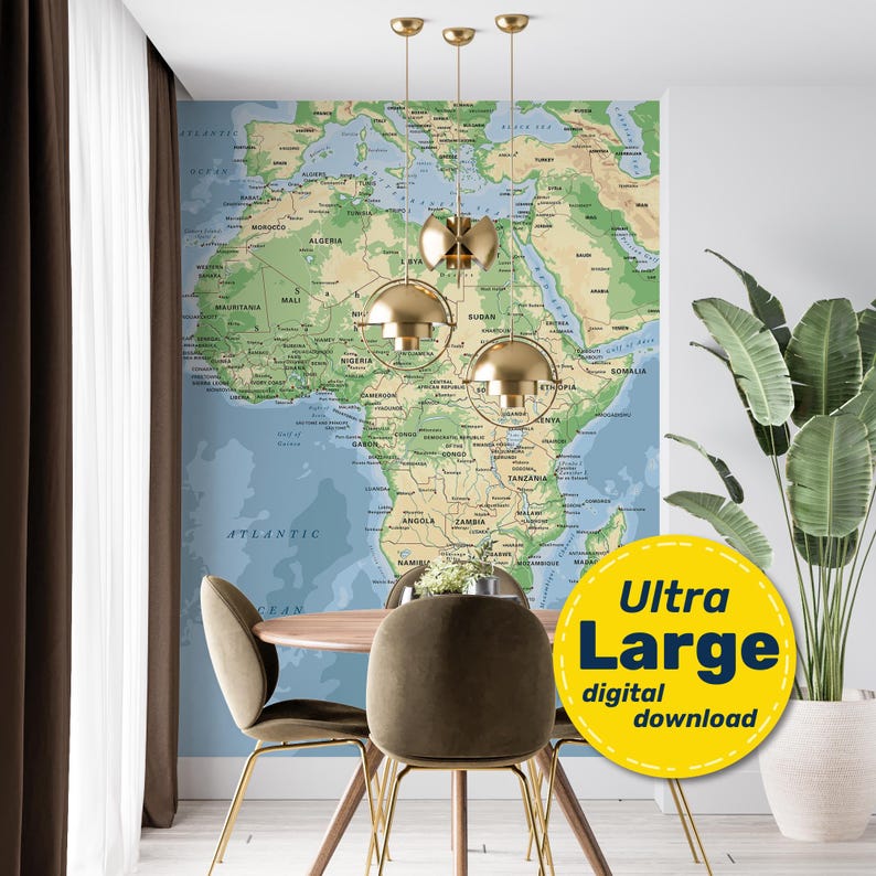 Terrain Map of Africa. Detailed Digital Africa Map. High-resolution ...