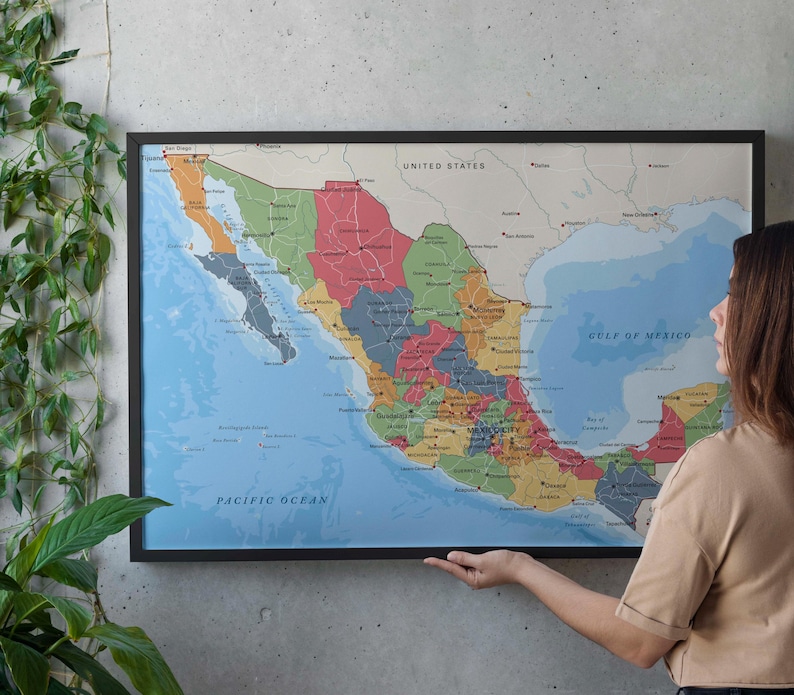 Political Map of Mexico. Large Detailed Mexico Map Poster With Cities ...