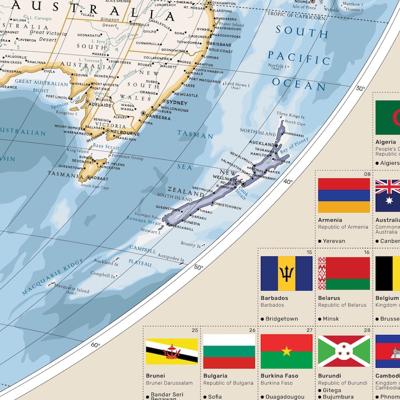 The World Political Map Print With All Flags. Detailed PRINTABLE World ...