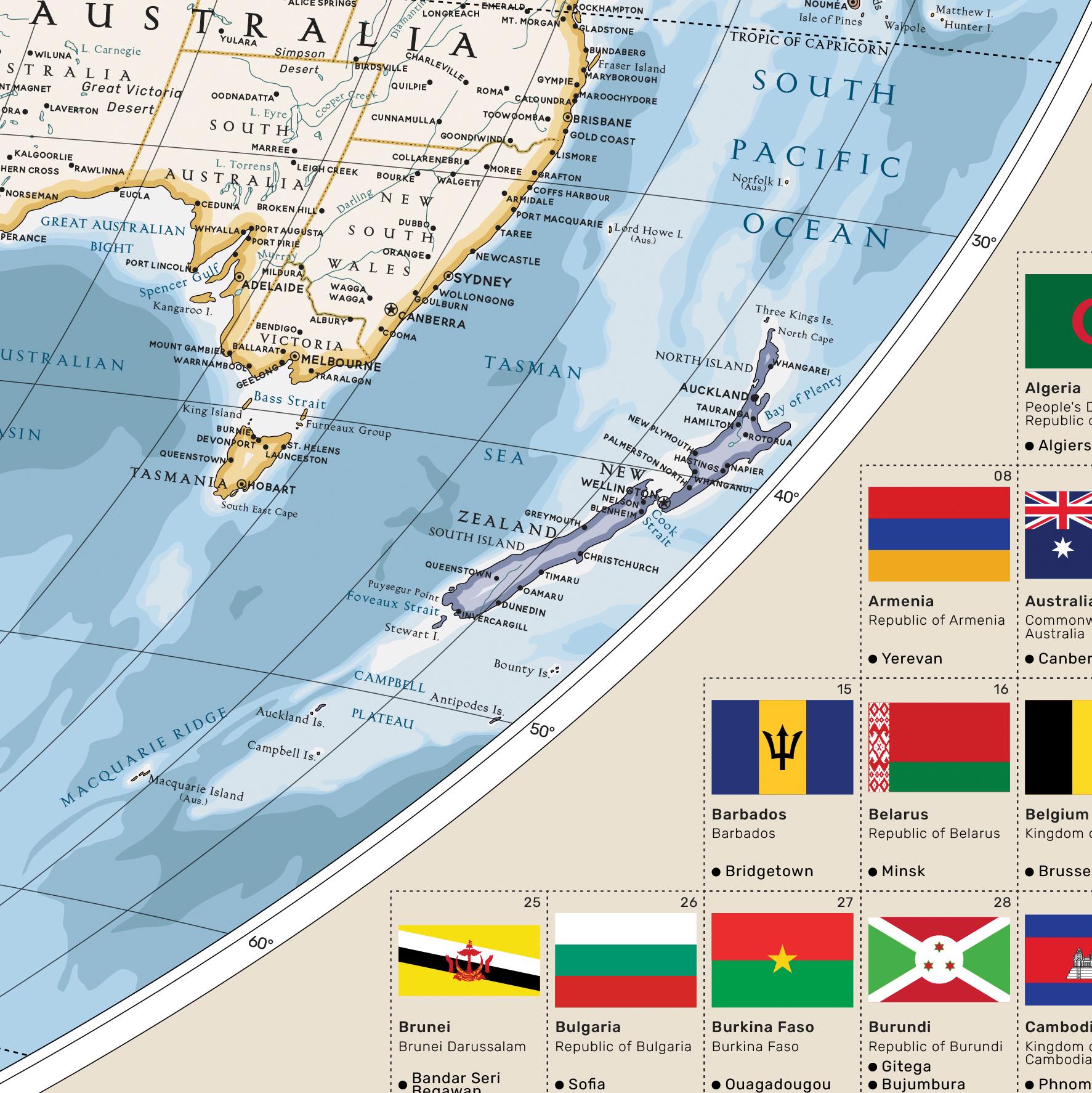 The World Political Map Print With All Flags. Detailed PRINTABLE World ...