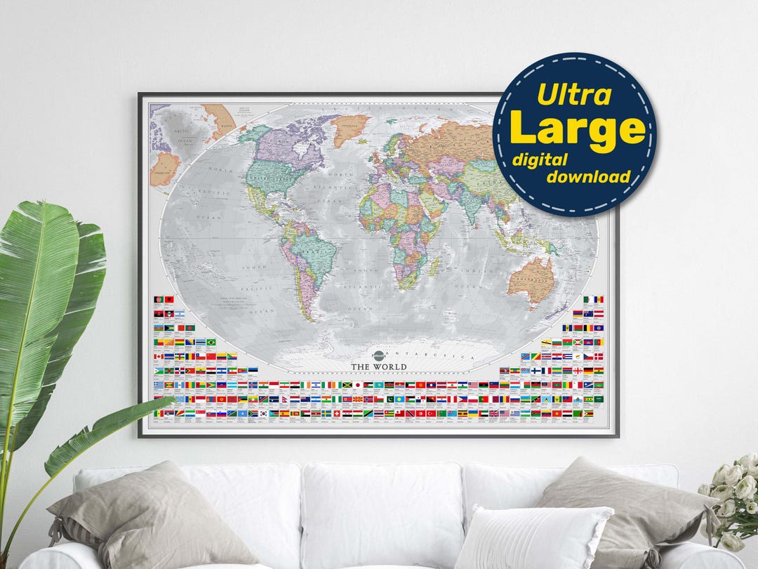 Political World Map With Flags. PRINTABLE Executive Map of the World ...