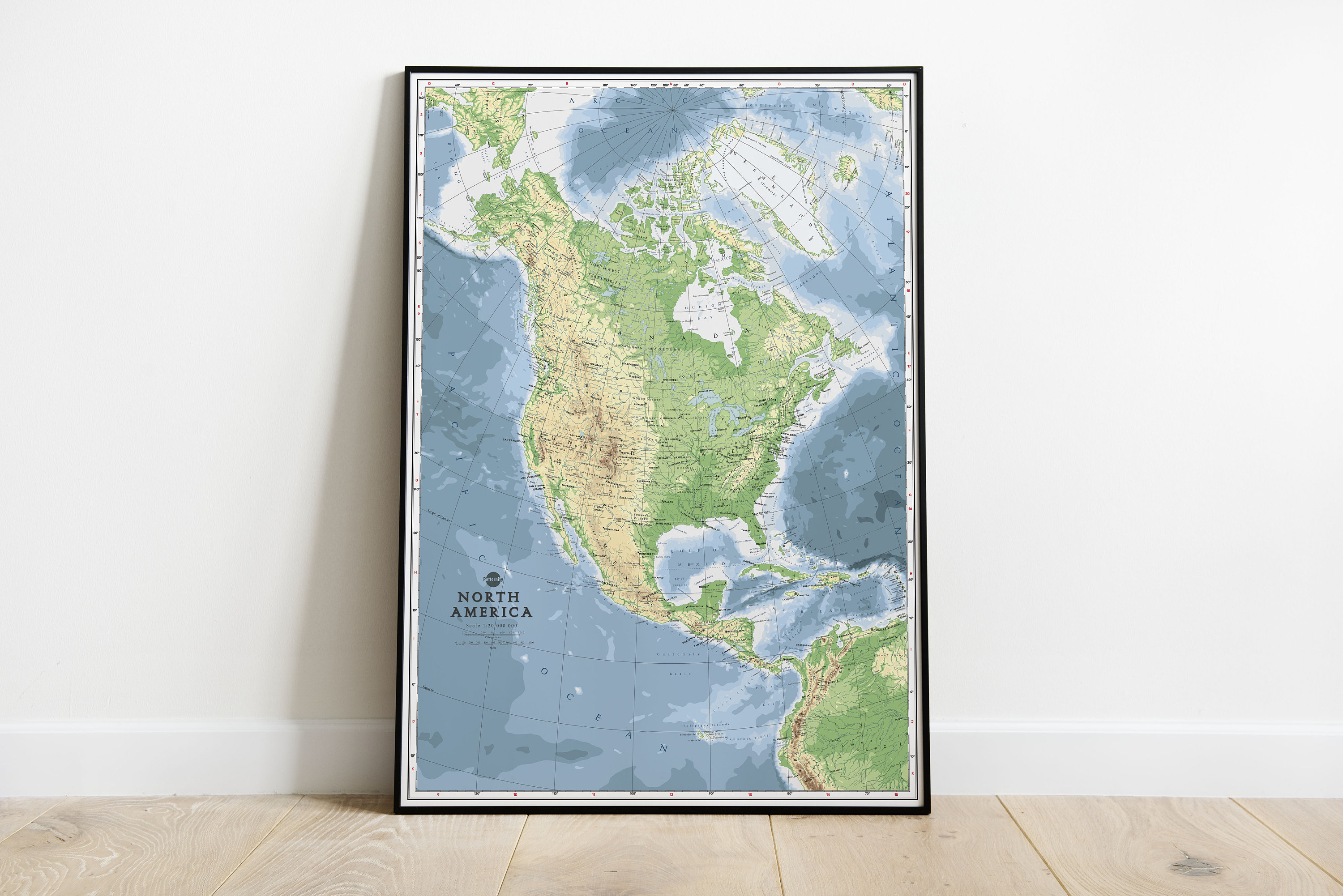 Terrain Map of North America North America Map Poster Giclee Print ...