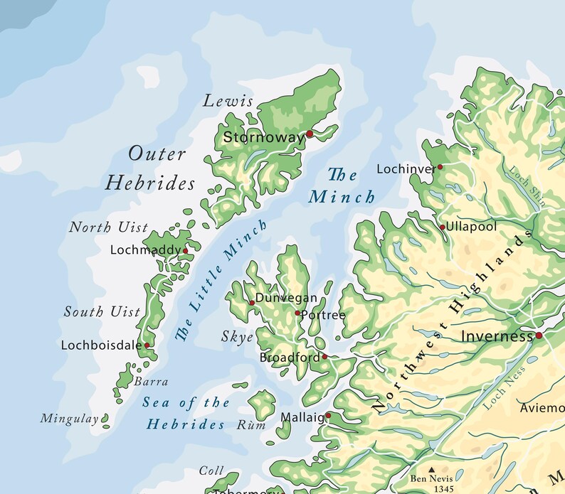 United Kingdom Detailed Physical Map. UK Terrain Vector Map ...