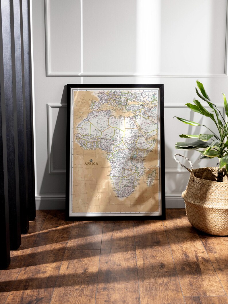 Political Map of Africa. Africa Wall Map Poster Giclee Print. Classic ...