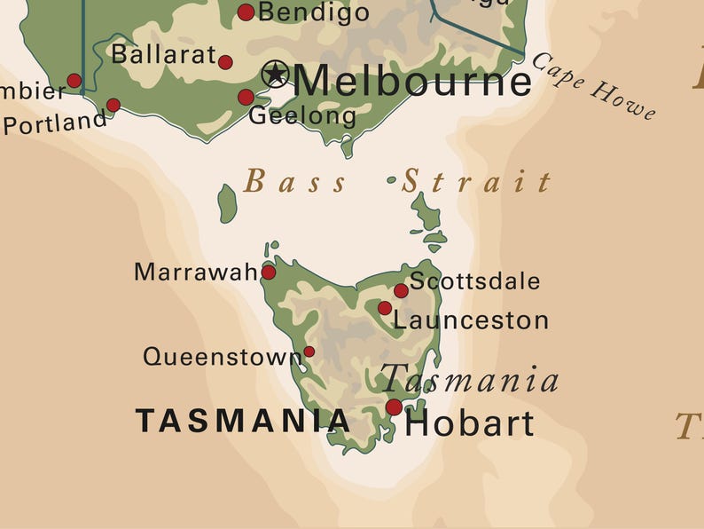 Detailed Physical Map of Australia. Vector Australia Map. Educational ...
