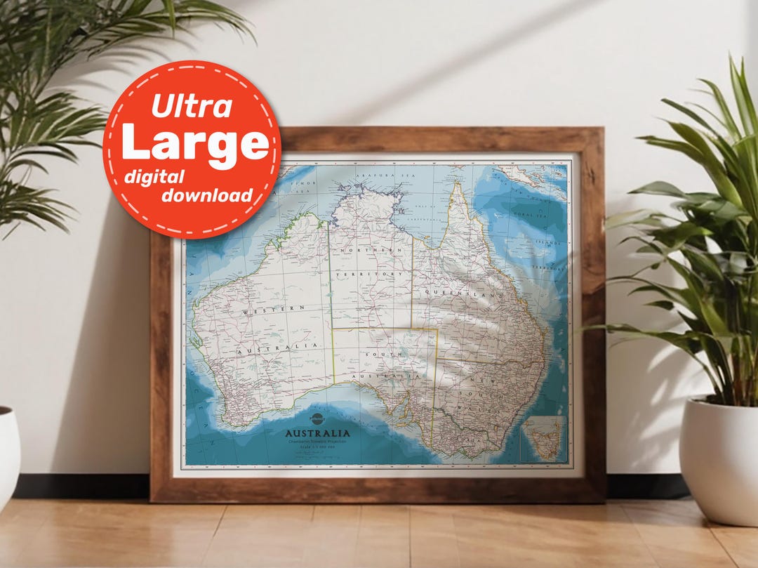 Australia Political Map Print. High-resolution PRINTABLE Australia Map ...