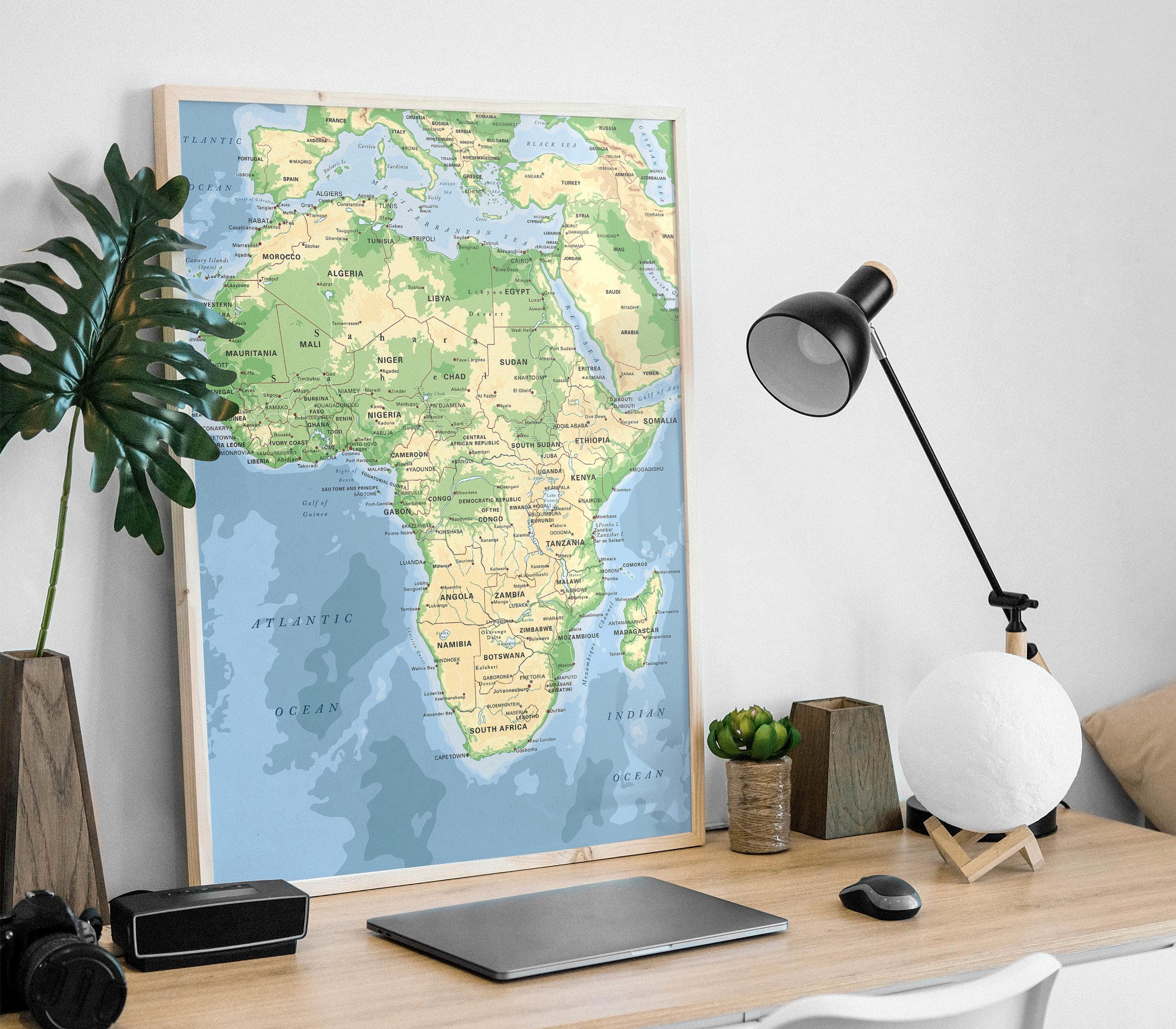 Terrain Map of Africa. Detailed Digital Africa Map. High-resolution ...