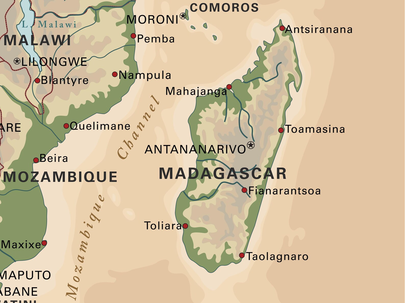 Terrain Map of Africa. Detailed Digital Africa Map. High-resolution ...