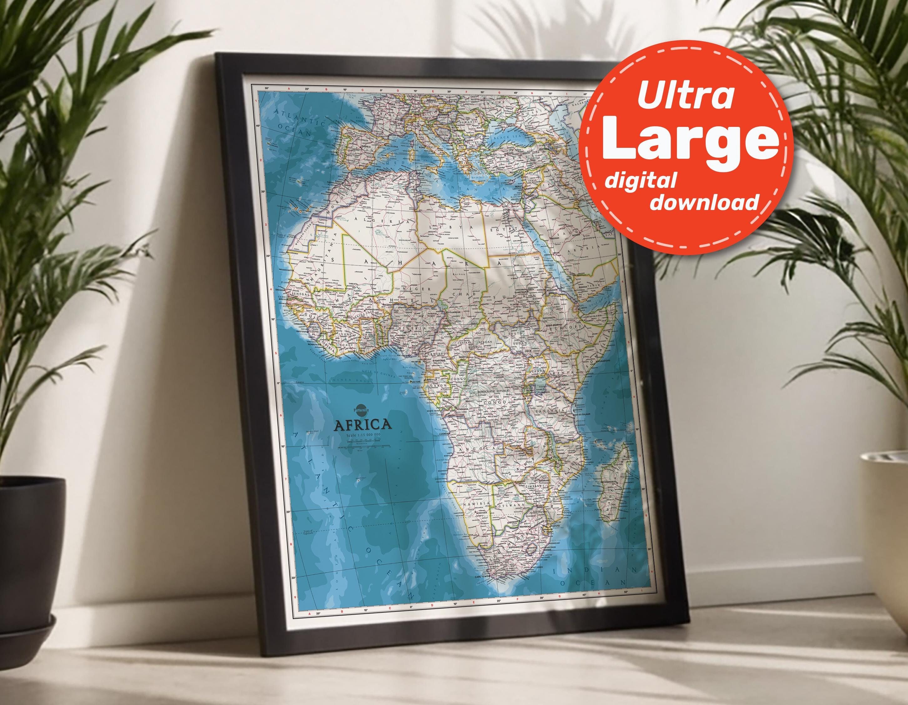 Africa Political Map Print. High-resolution PRINTABLE Africa Continent ...