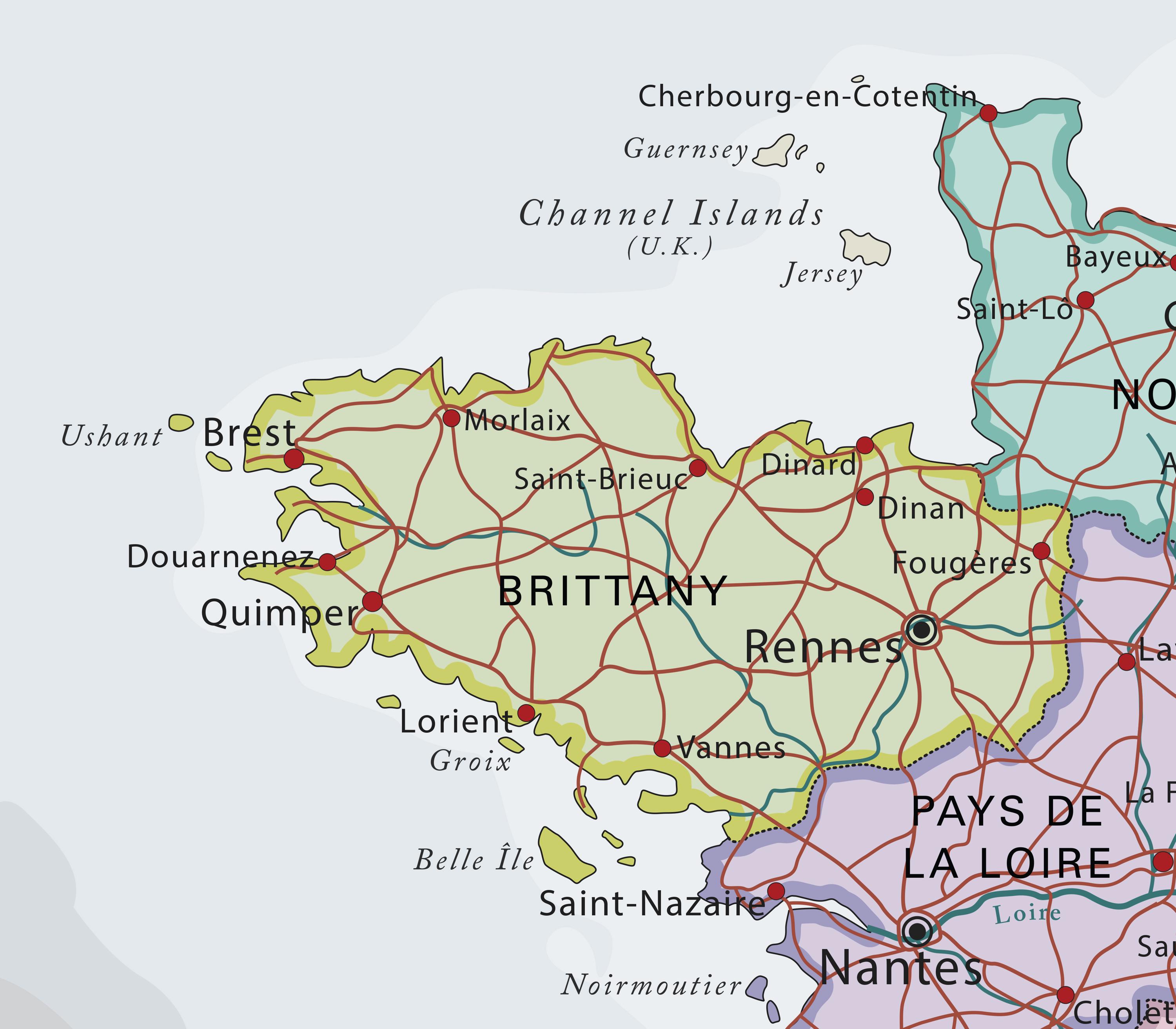 Political Map of France. Large Detailed French Map Poster With Cities ...