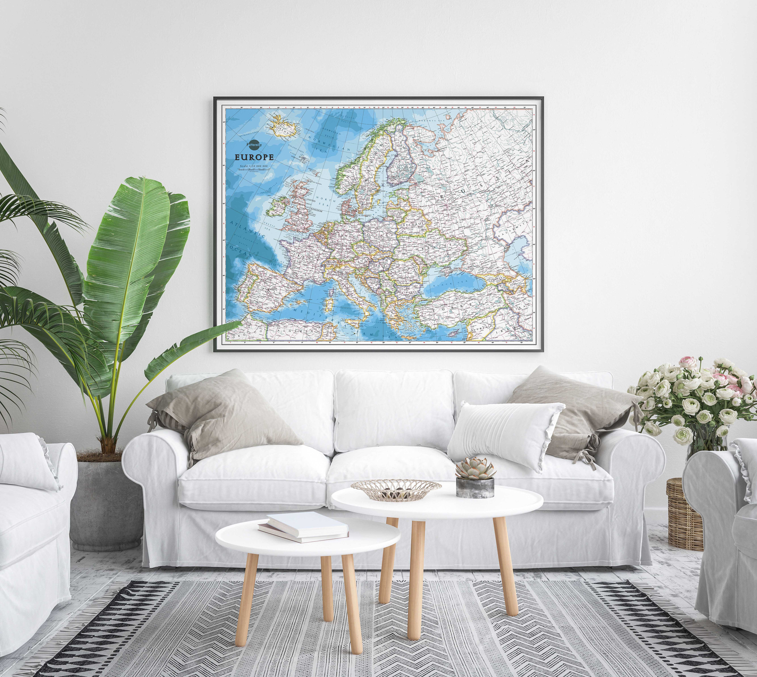 Europe Map Print Europe Map Wall Art PRINTABLE Europe Map Print Digital ...