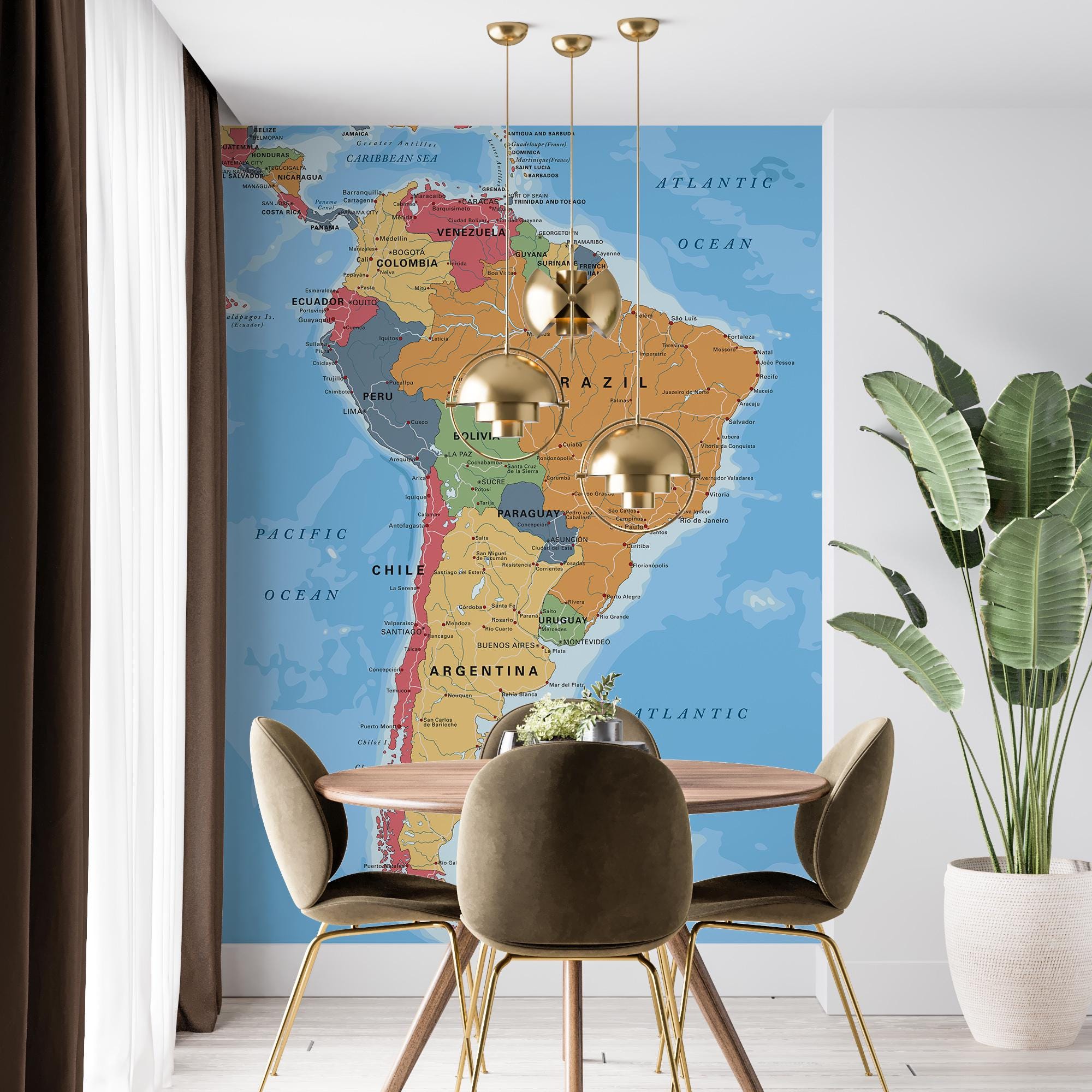 South America Political Map. Large Printable Americas Map Poster Full ...