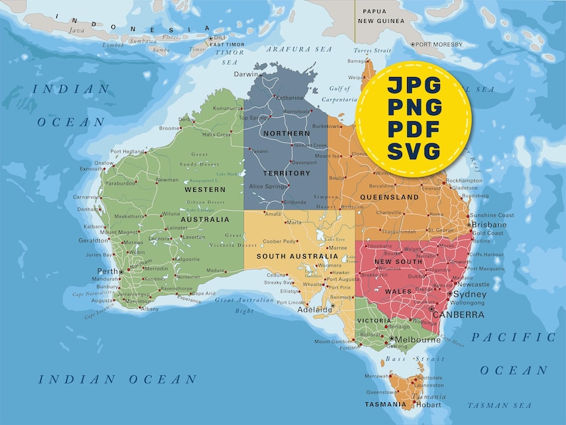 Political Map of Australia. Large Printable Australia Map Poster Full ...