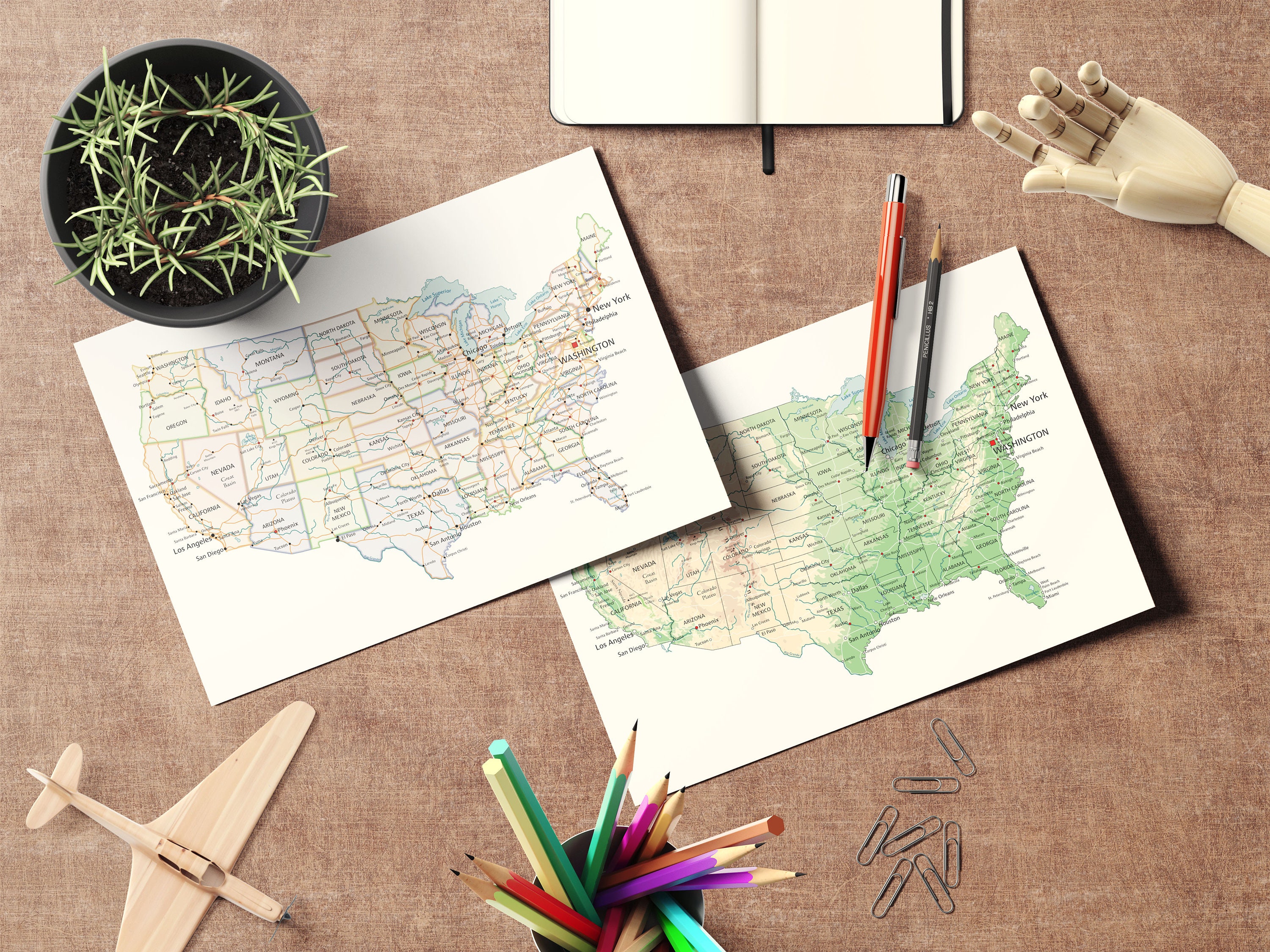 USA Map Bundle. Printable United States Map Set. Political, Physical ...