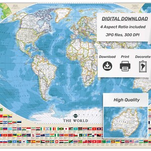 World Map With Flags Printable Map of the World With State Flags ...