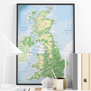 United Kingdom Detailed Physical Map. UK Terrain Vector Map ...