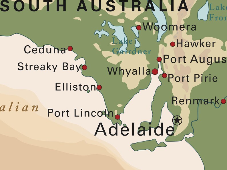 Detailed Physical Map of Australia. Vector Australia Map. Educational ...