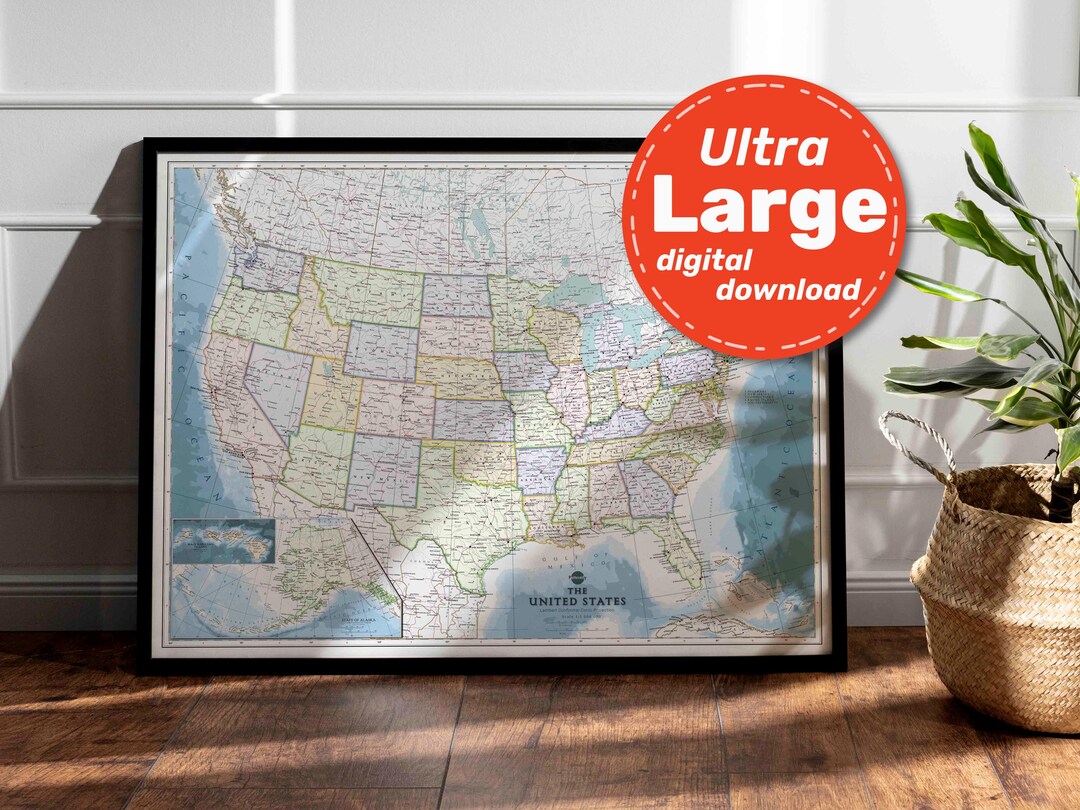 United States Political Map Print. High-resolution PRINTABLE USA Map ...