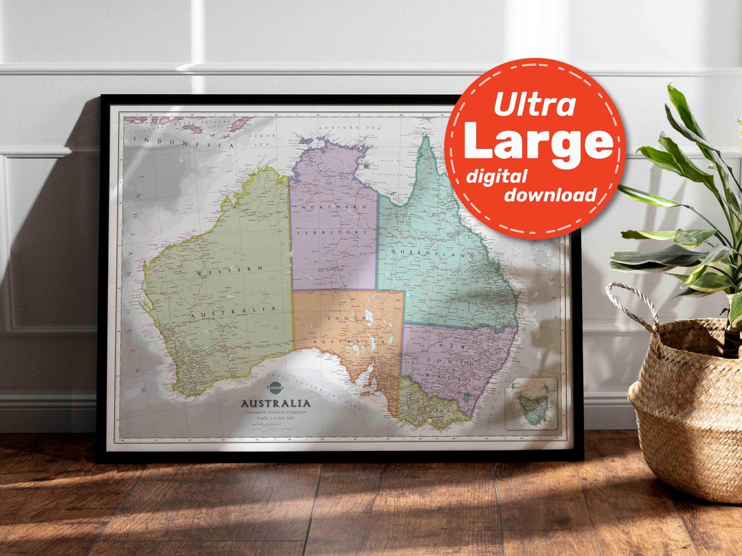Australia Political Map Print. High-resolution PRINTABLE Australia Map ...