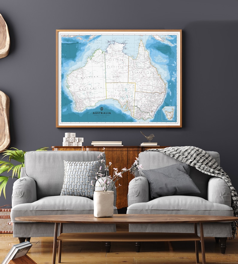 Political Map of Australia | Australia Wall Map Poster Giclee Print ...