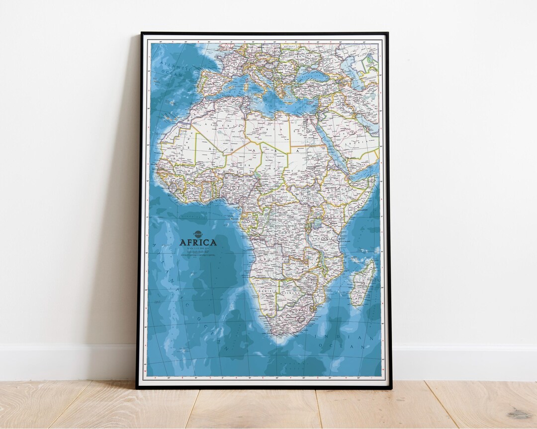 Political Map of Africa. Africa Wall Map Poster Giclee Print. Classic ...