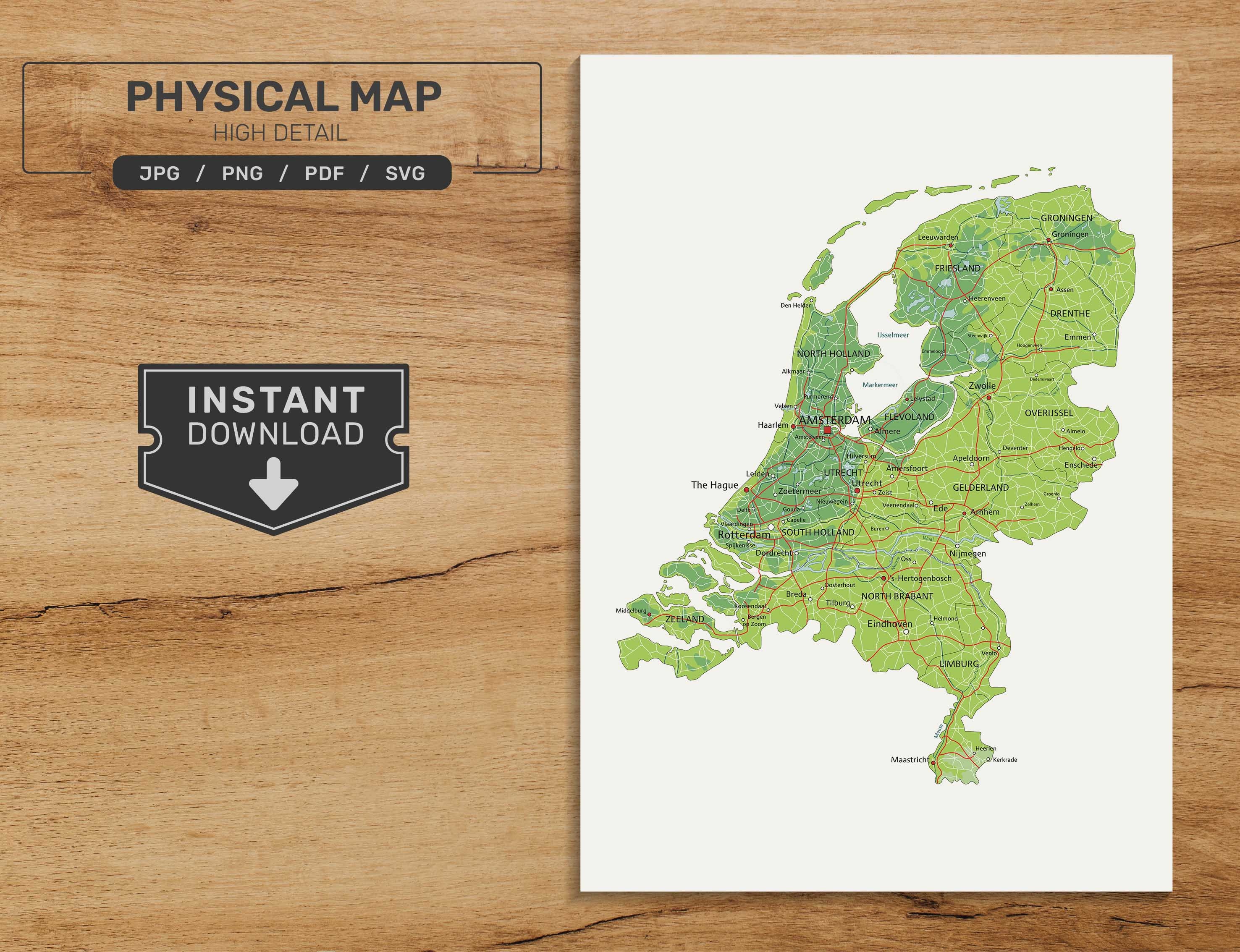 Netherlands Map Bundle. Printable Netherlands Map Set. Political ...