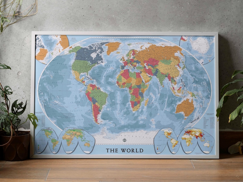 World Map Poster With Countries. Detailed PRINTABLE Political Map of ...