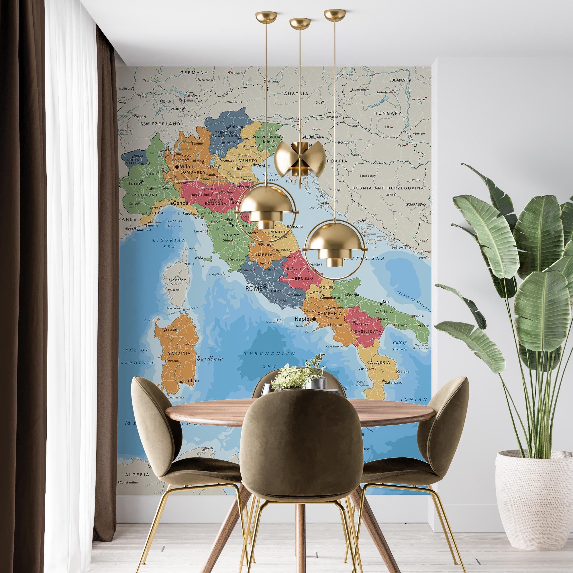Political Map of Italy. Large Detailed Italian Map Poster With Cities ...