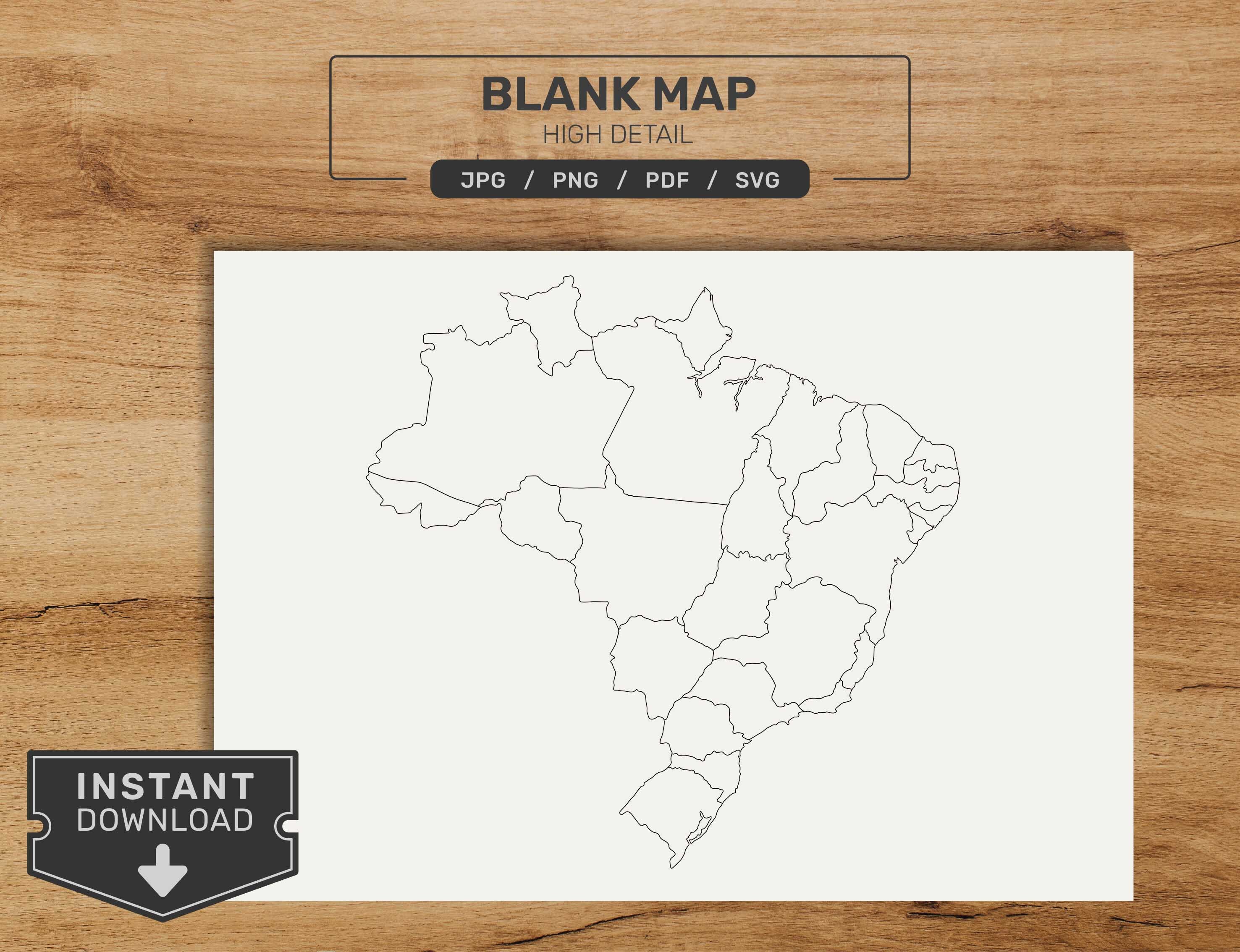 Brazil Map Bundle. Printable Brazilian Map Set. Political, Physical ...