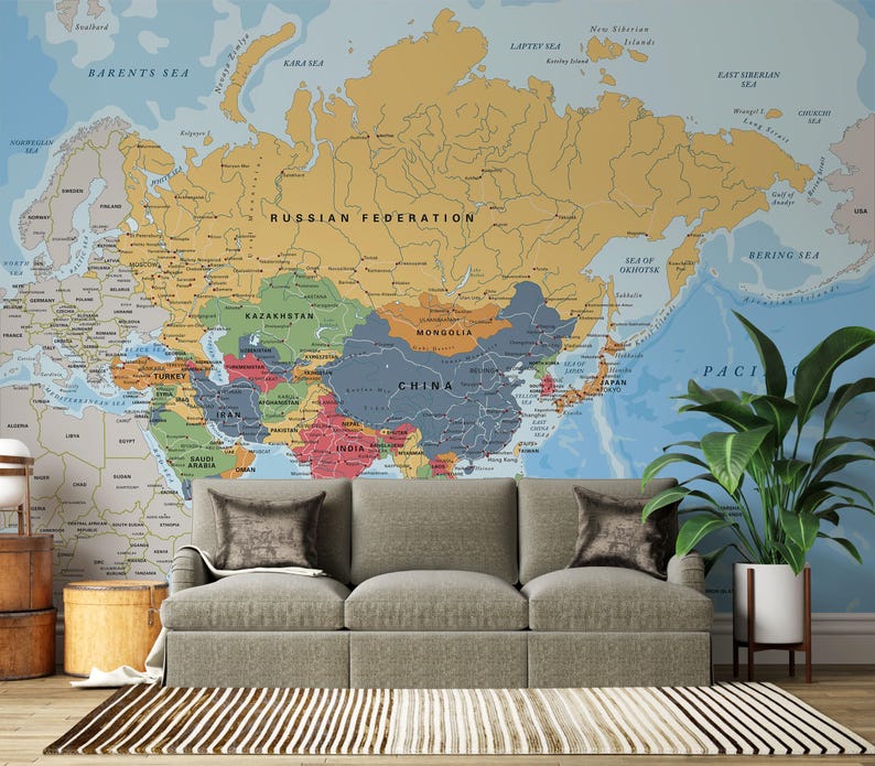 Political Map of Asia. Large Printable Asia Map Poster Full Color With ...