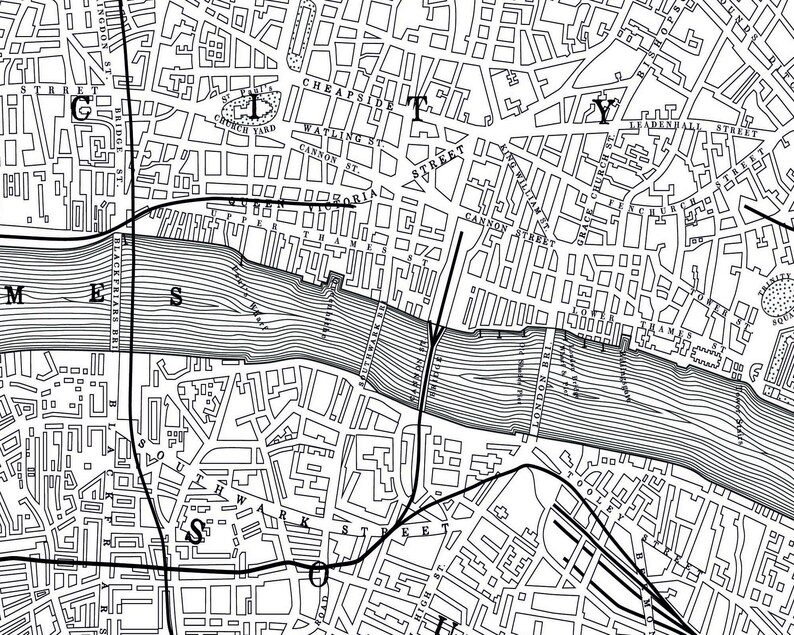 Vintage London City Map Print, Vintage Poster in 5 Different Aspect ...