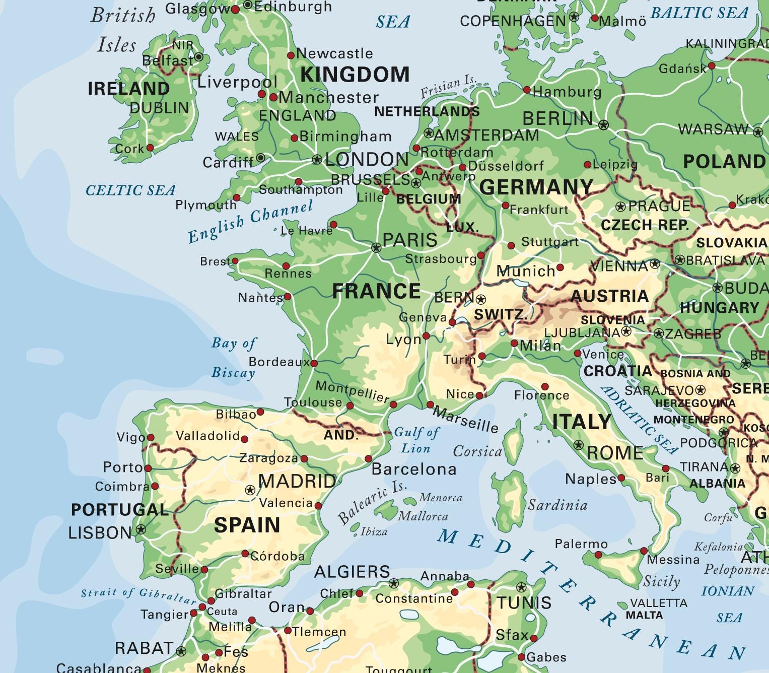 Terrain Map of the World. Detailed Digital World Map. High-resolution ...