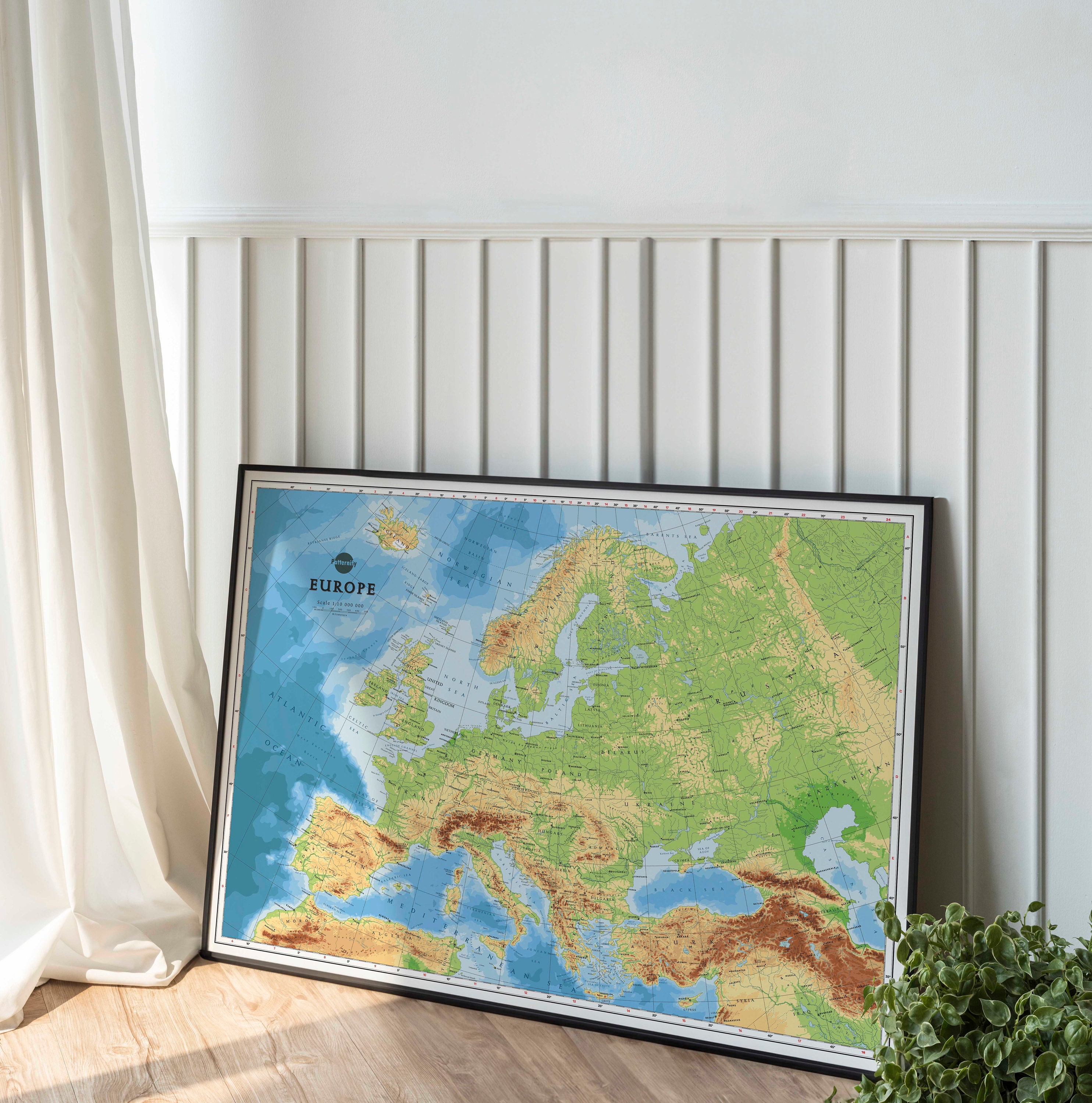 Terrain Map of Europe | Europe Map Poster Giclee Print | European ...