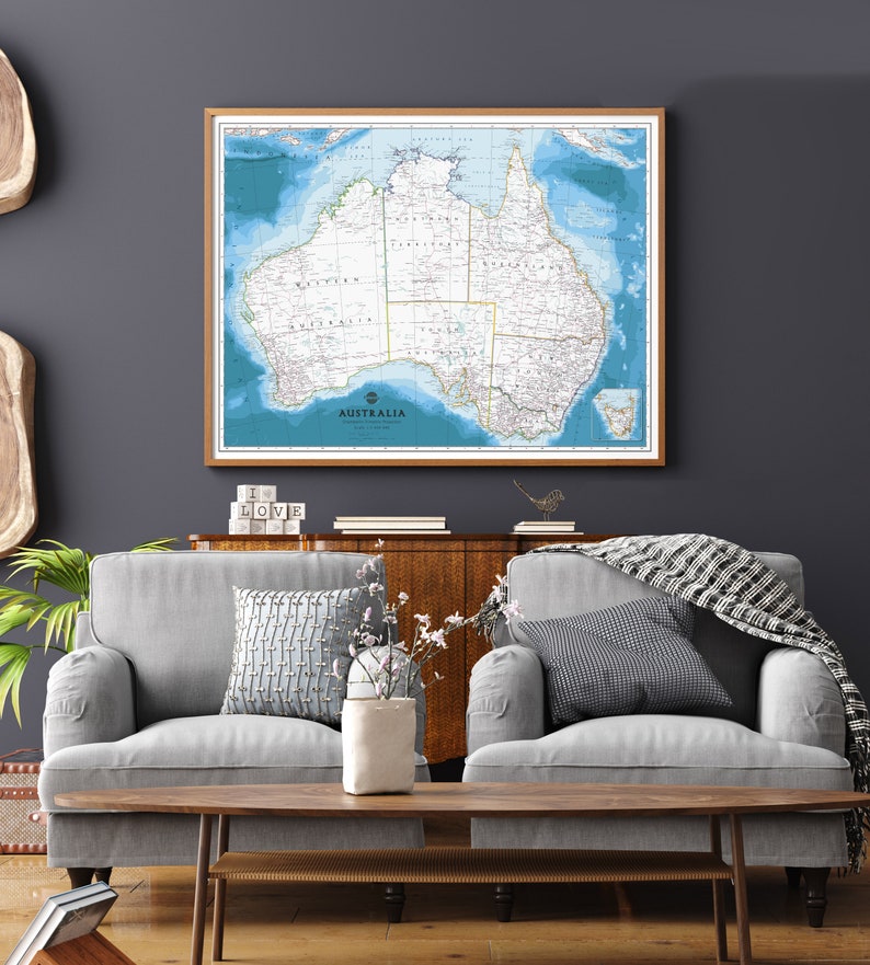 Political Map of Australia. Australia Map Wall Art. PRINTABLE ...