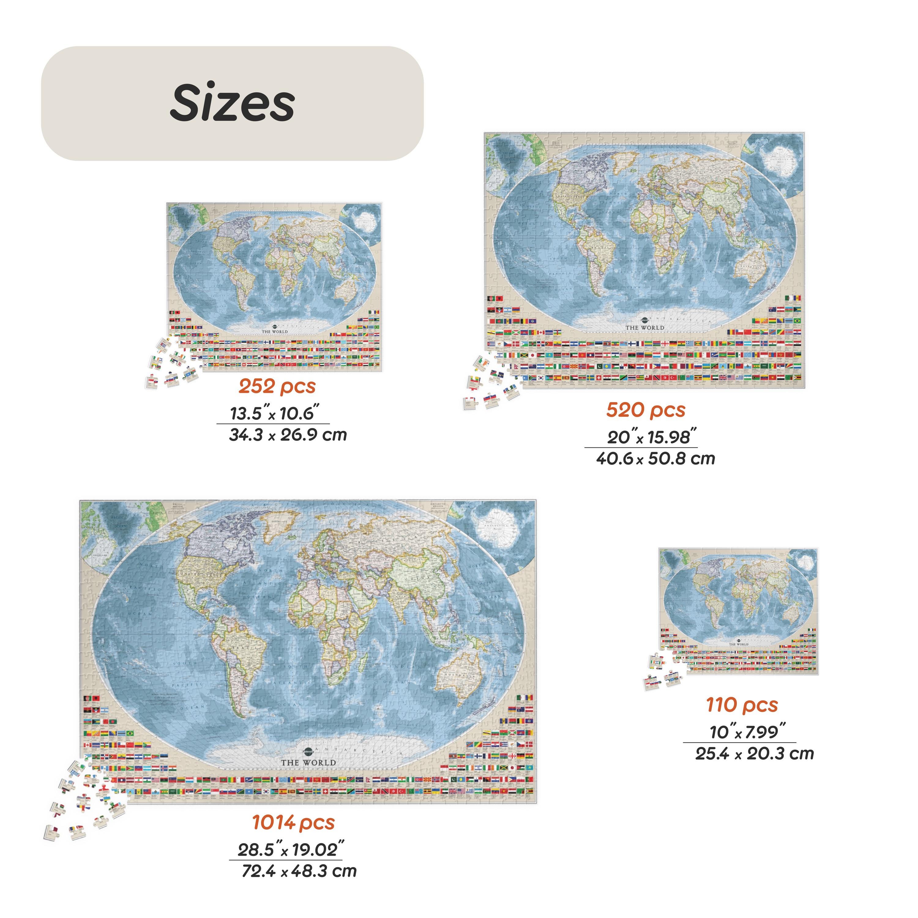 World Map With Flags Jigsaw Puzzle for Adults and Kids. Educational ...