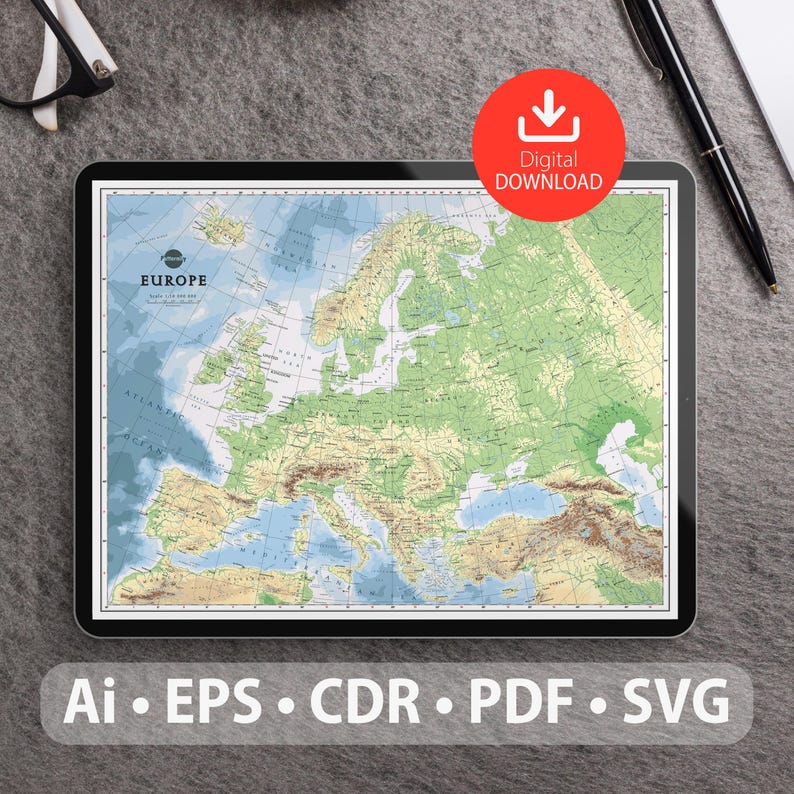 Europe Vector Map. Svg, Ai, Eps, Cdr and Pdf Files Included. Scalable ...