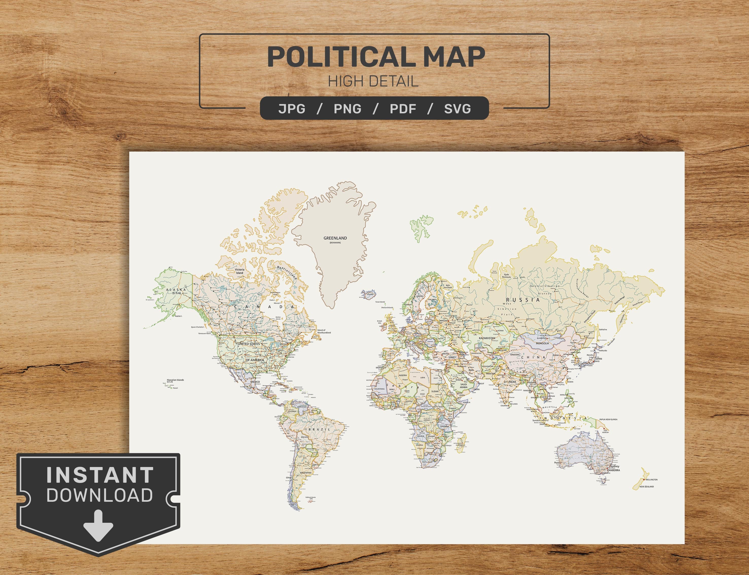 World Map Bundle. Printable World Map Set. Political, Physical, Blank ...